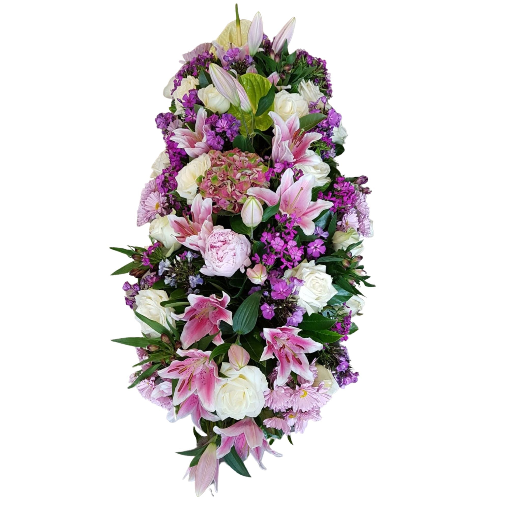 Raquette de deuil - blanc et rose – Deuil fleuri