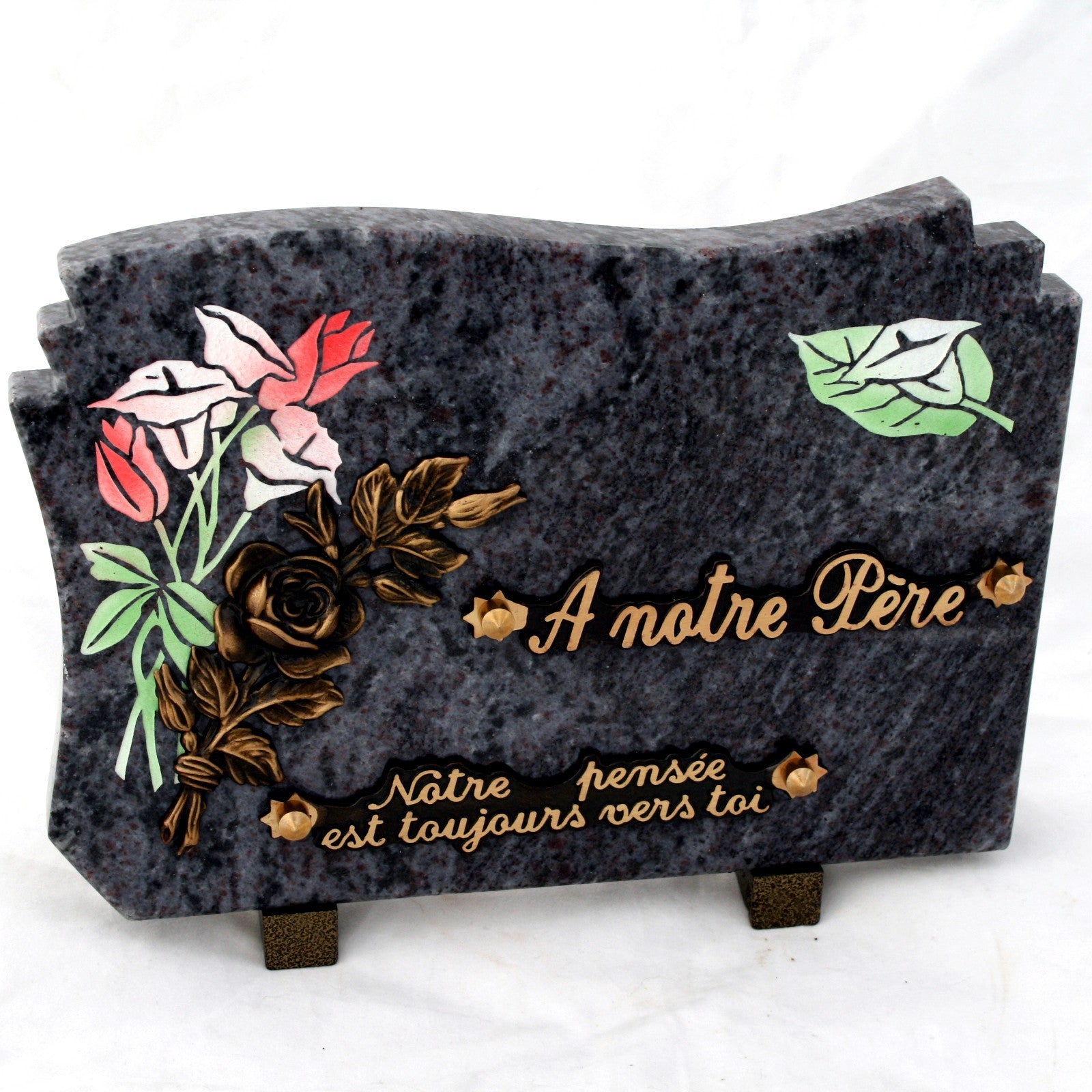 Plaque funéraire fleurie – Deuil fleuri